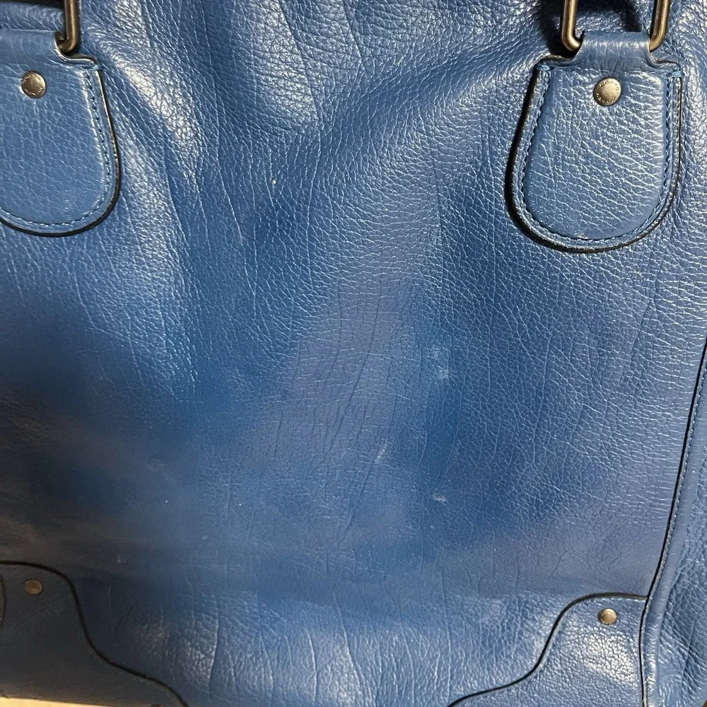 Coach | Bags | Coach Large Grain Leather Top Handle Bag Denim Royal ...